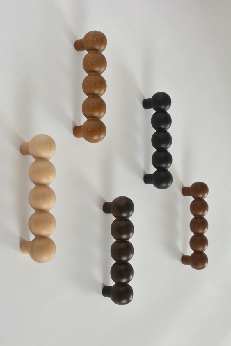 Large Beaded Wood Handles – Oversized Oak & Ash Cabinet Pulls ...