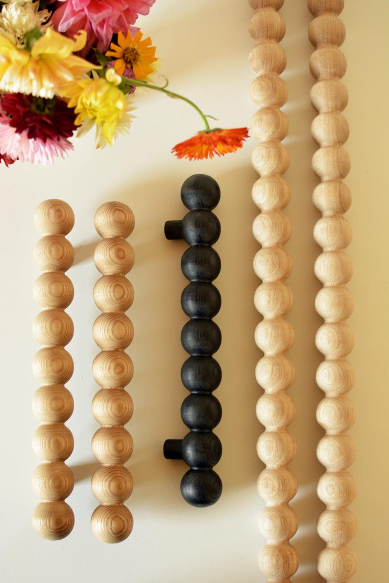 Large Beaded Wood Handles – Oversized Oak & Ash Cabinet Pulls ...