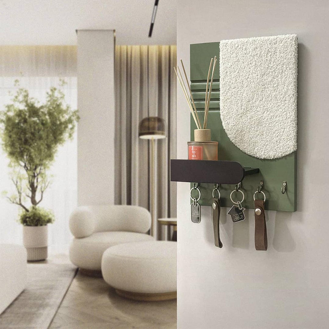 Designer Key Holder With Faux Fur, Key Hook for Wall, Wood Wall Mount ...
