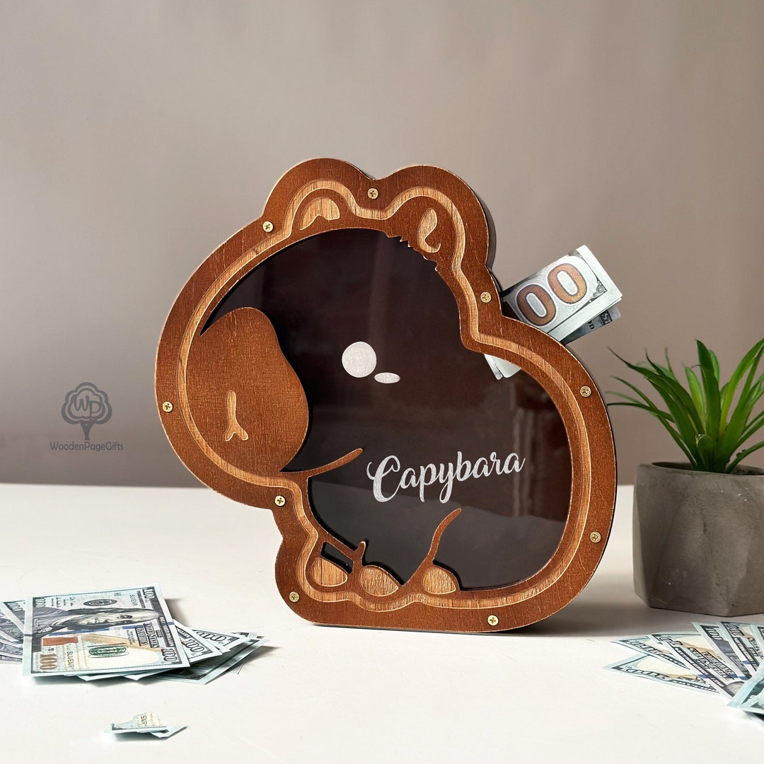 Wooden Figure Capybara, Capybara Piggy Bank, Capybara Coin Bank ...