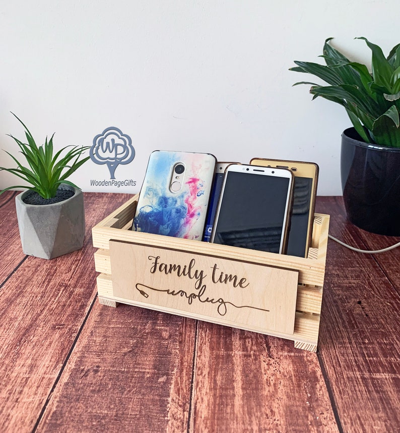 Cell Phone Box Unplug Box Rustic Wood box Family Phone box | Etsy