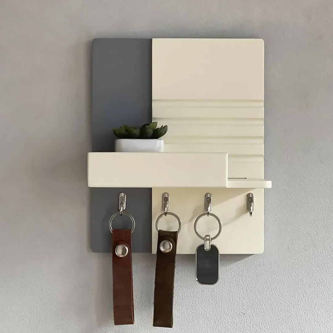 Gray and Milky Key Rack, Minimalist Key Holder, Small Key Holder, Key ...