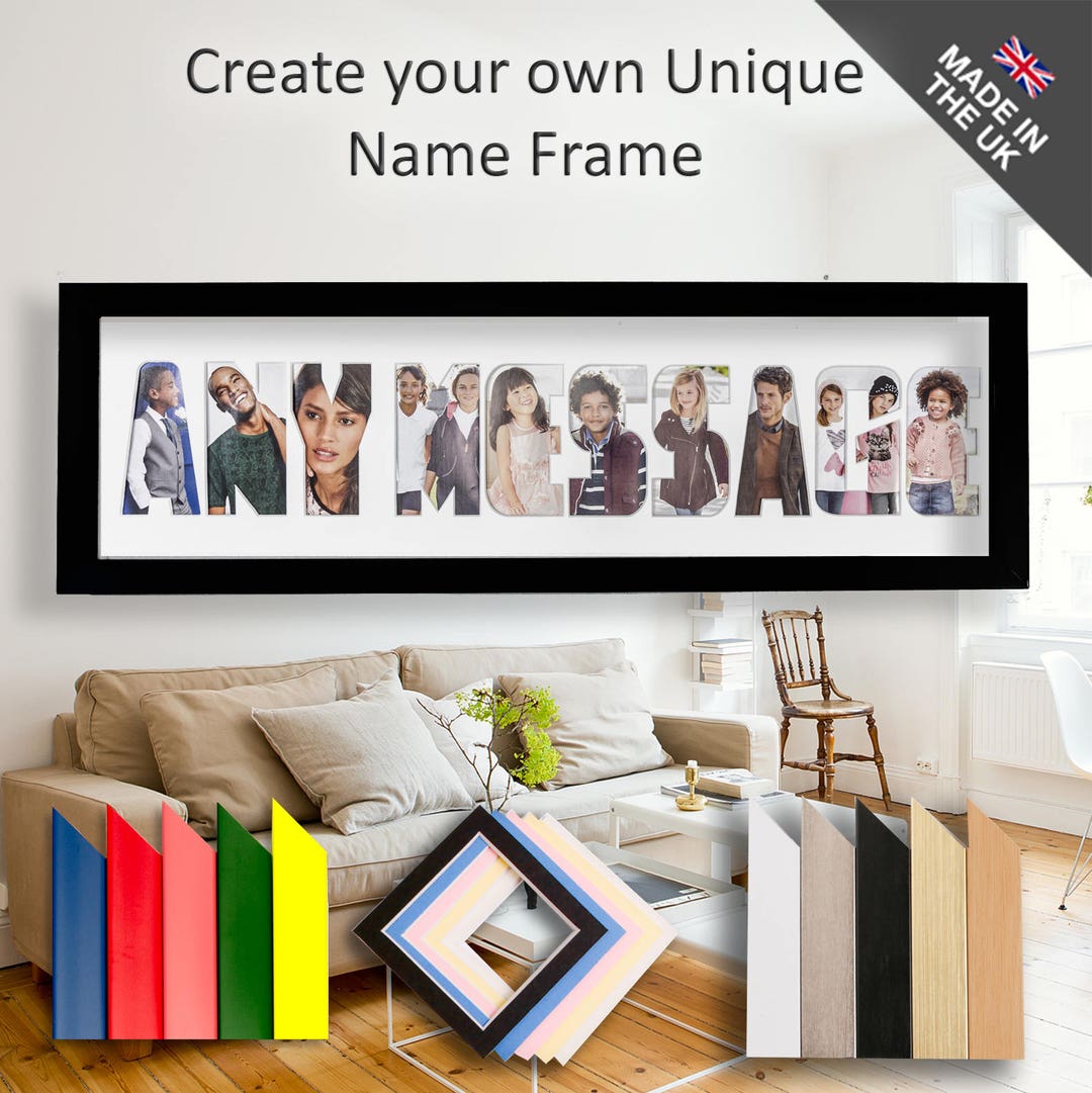 Personalized Name Picture Frame: Custom Word Photo Collage, Made to Order - Etsy