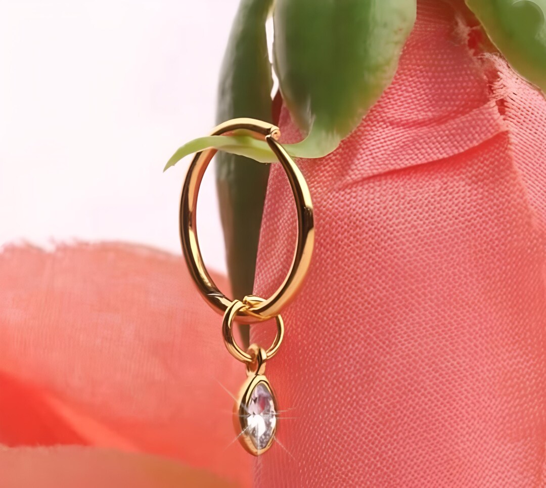Surgical Steel Helix Hoop Earring: Crystal Dangle Tragus Piercing Tear ...