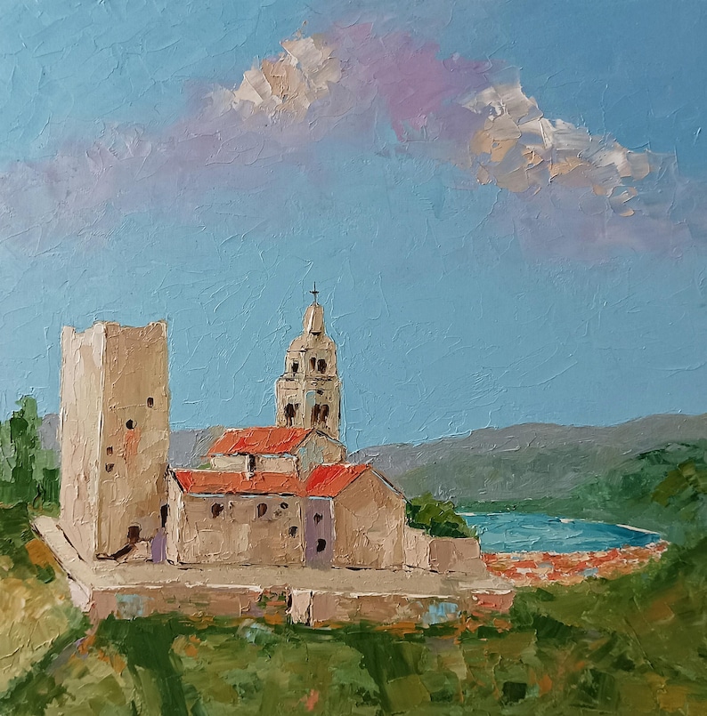 Muster, Komiža. Oil Painting on MDF Panel, Croatian Coast, Original Art ...