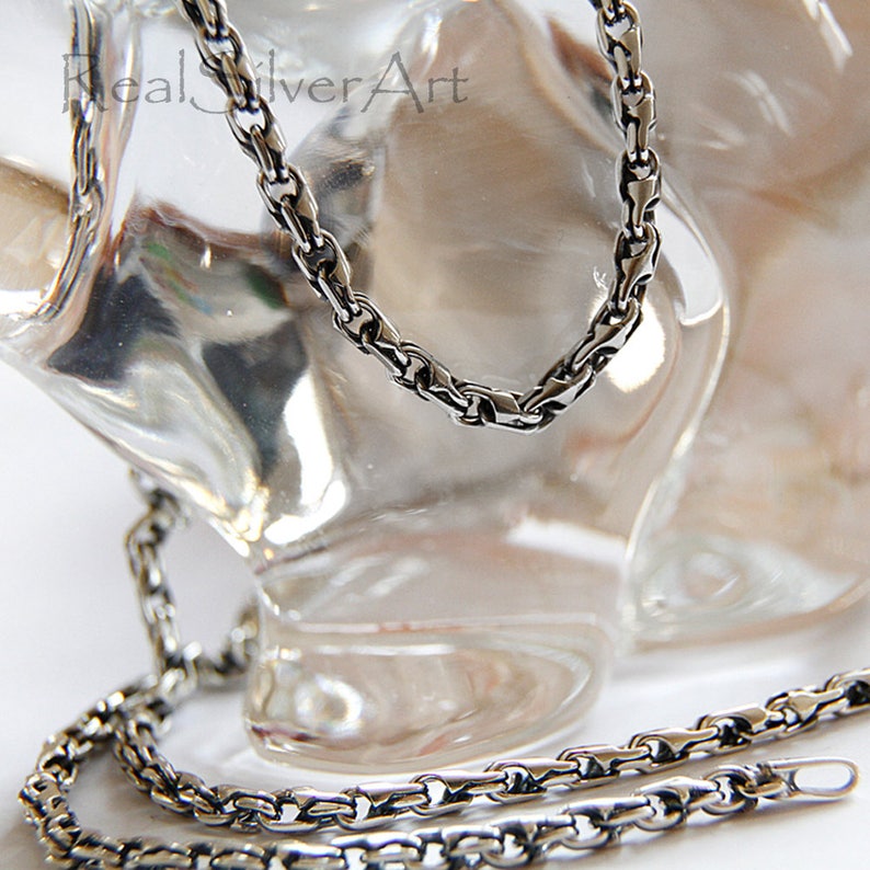 Handcrafted Solid Silver Chain/ Beautiful Tracery Chain for - Etsy