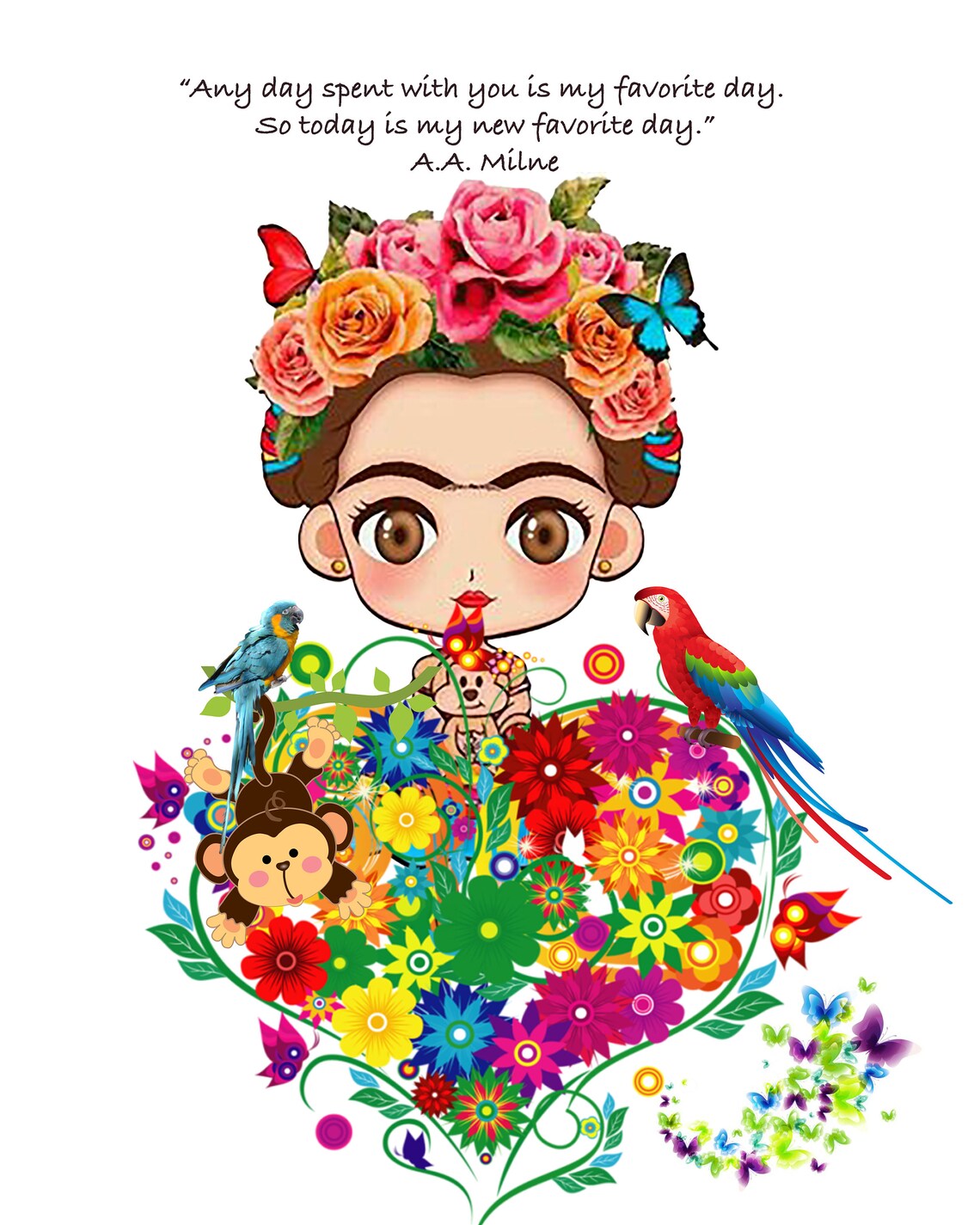 Baby Frida Frida Inspired Giclee Print Jewelled Print Wall | Etsy