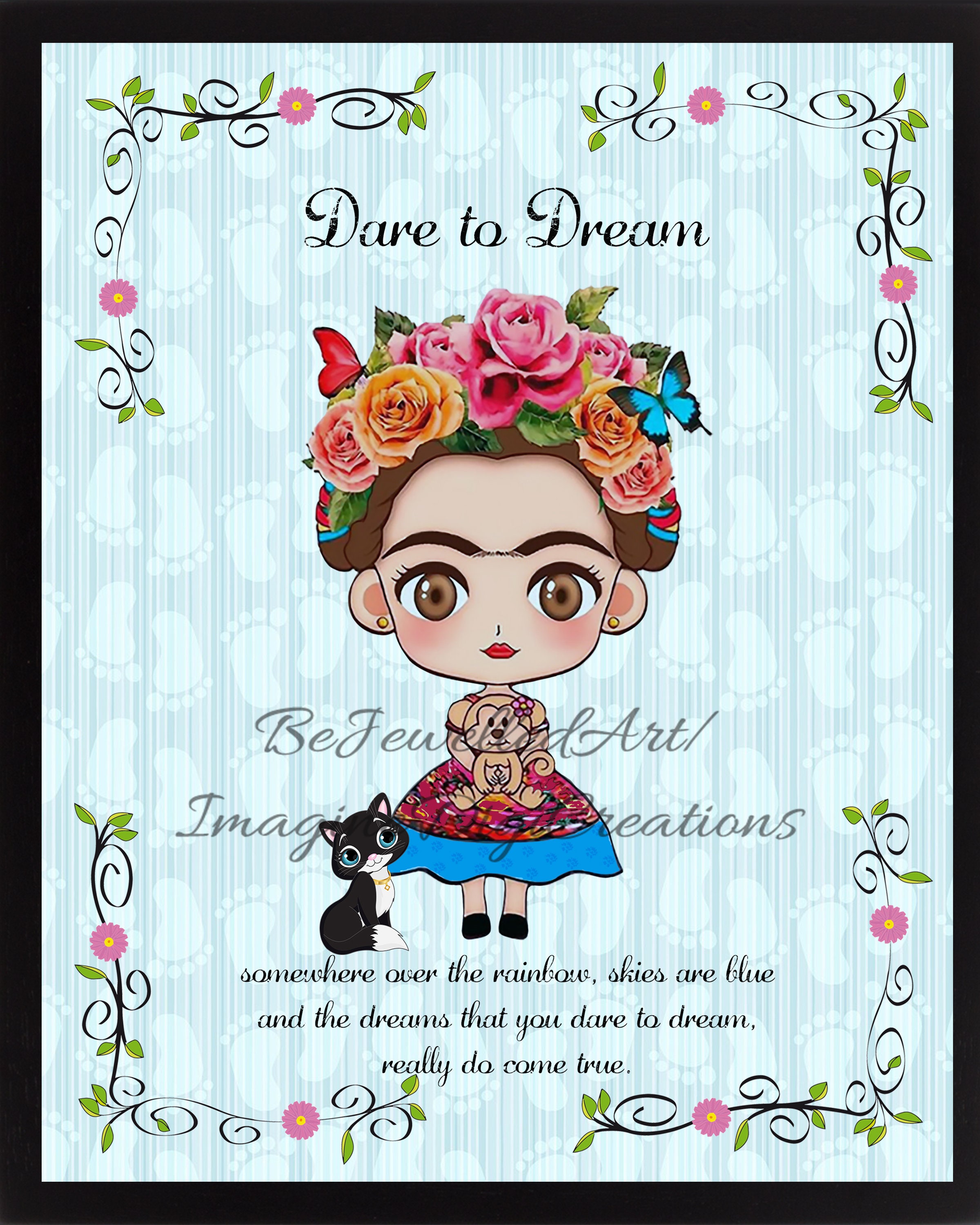 Baby Frida Frida Inspired Giclee Print Jewelled Print Wall - Etsy