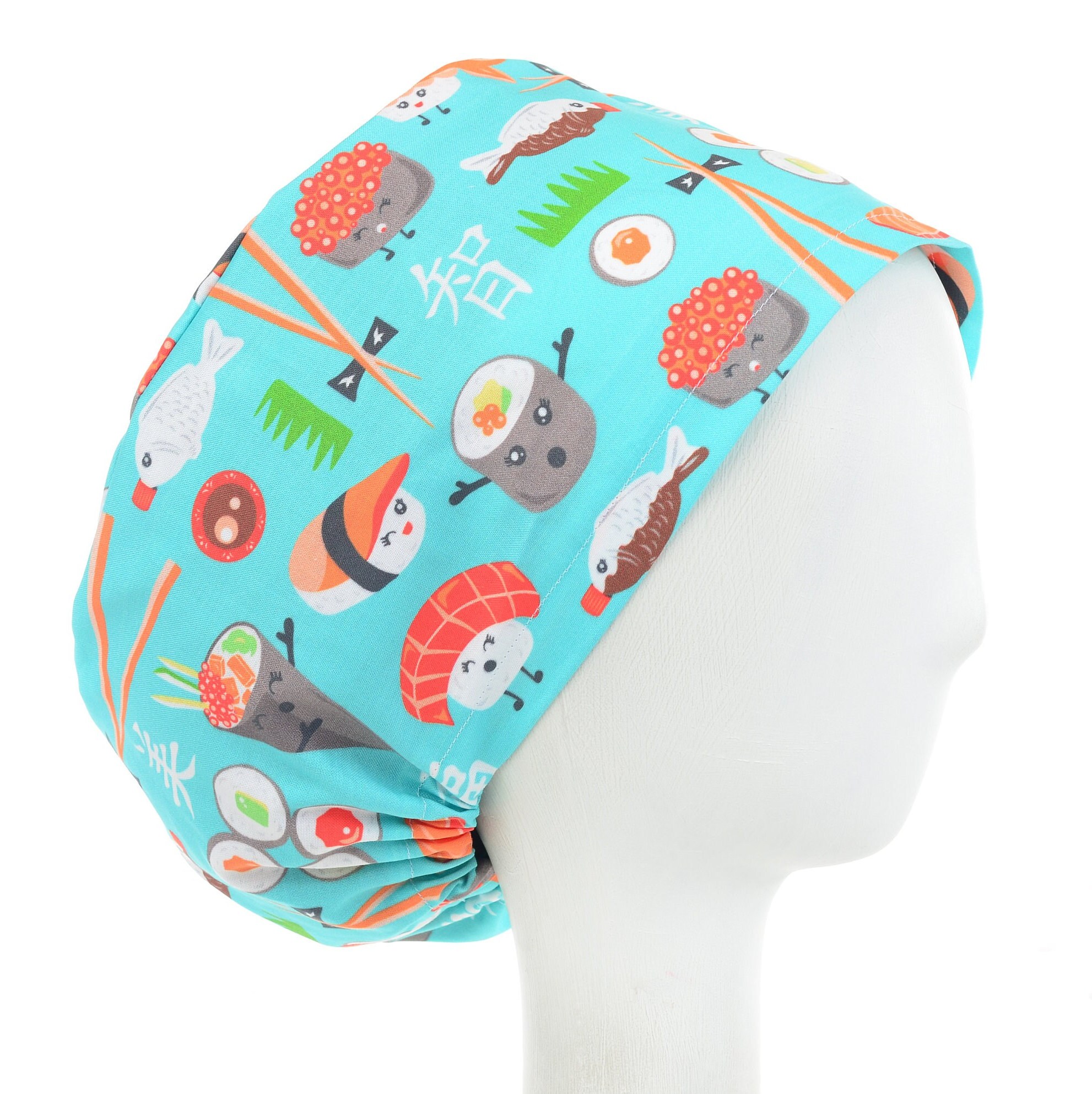 Sushi Bar Shenanigans, Satin Lining Option Scrub Cap, Euro Style ...