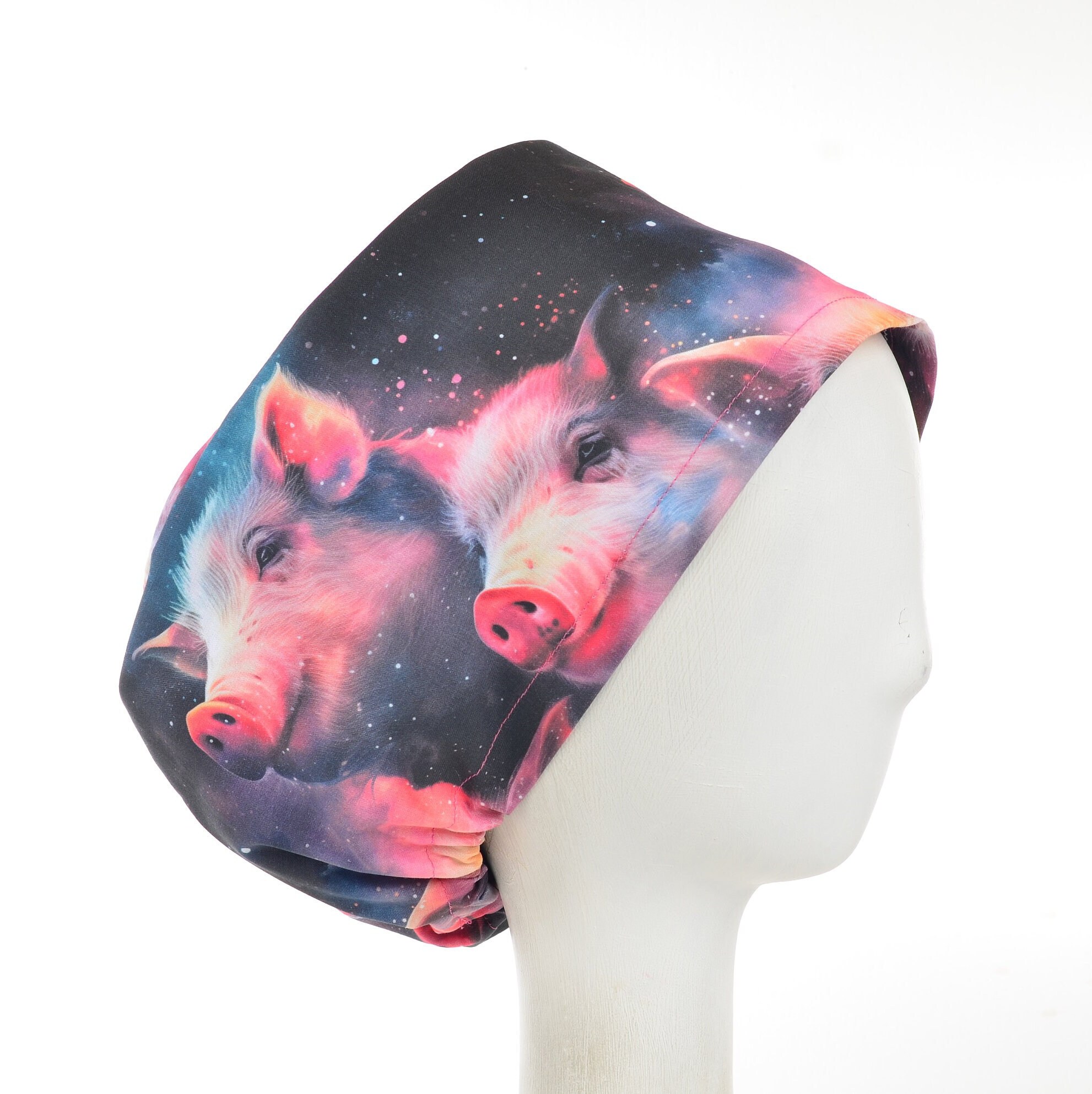 Pigs in Space, Satin Lined Option Scrub Cap, Euro Style Adjustable ...