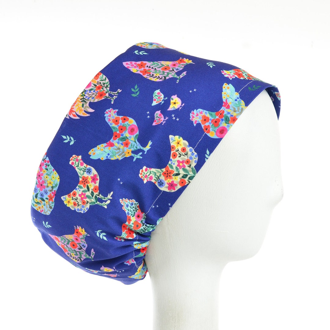 Patchwork Chickens Scrub Cap, Euro Style Adjustable Surgical Scrub Hat ...