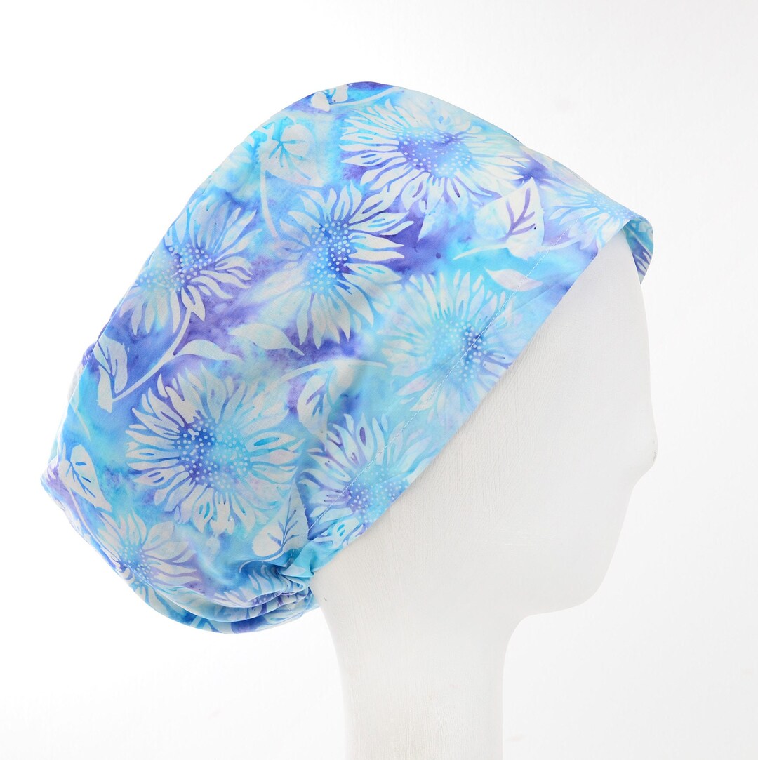 Sunflower Mist Batik Satin Lined Option Scrub Cap Euro Style - Etsy