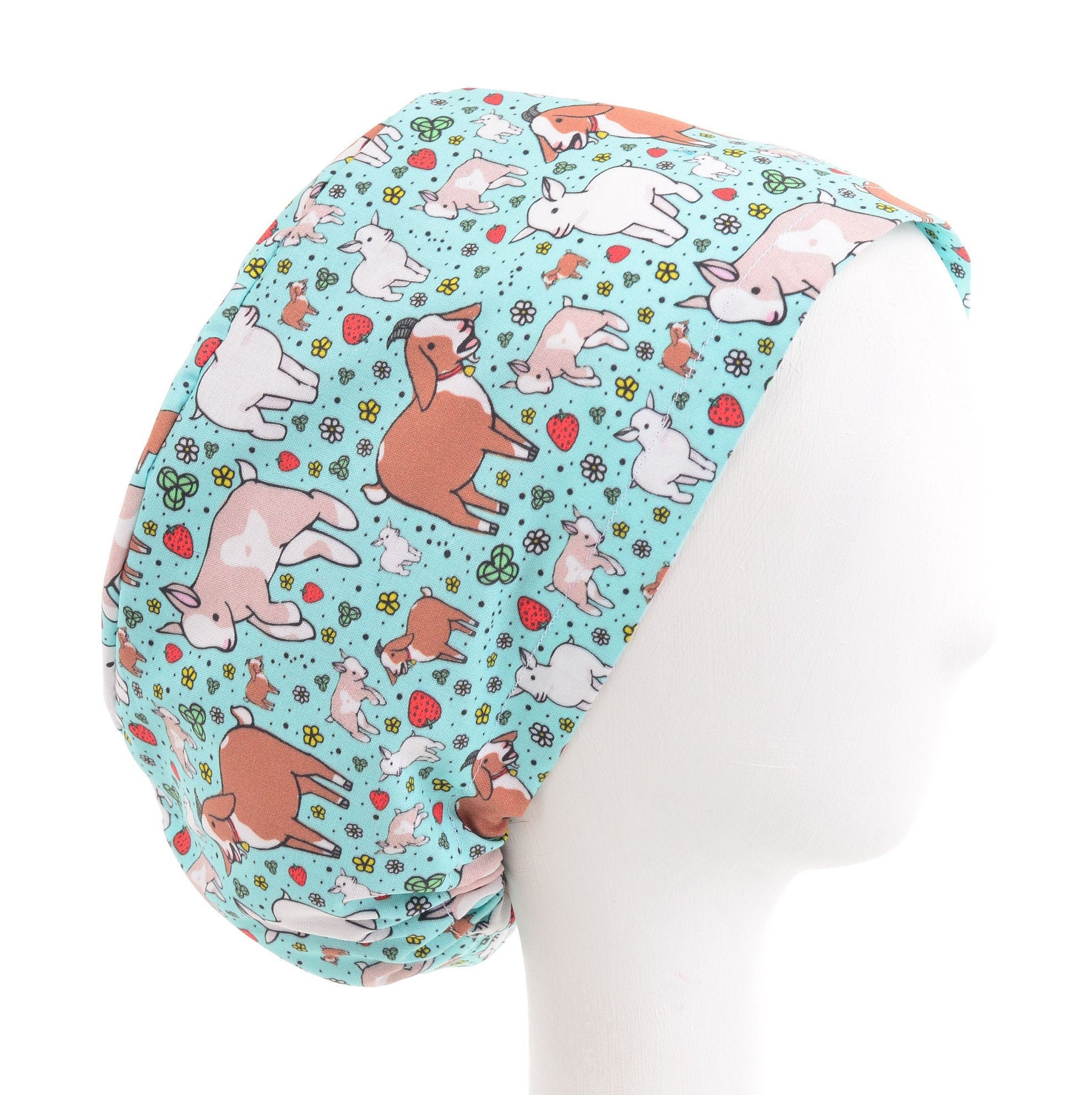 Baby Goats Emote Scrub Cap Satin Lined Option Euro Style - Etsy