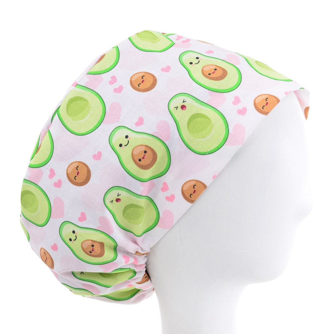 Avocados and Pits, Satin Lined Option Scrub Cap, Euro Style Adjustable ...