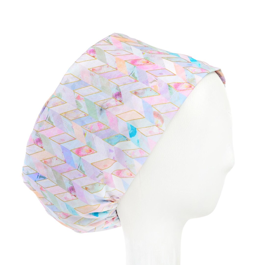 Marble Chevron With Gold Metallic Scrub Cap, Euro Style Adjustable ...