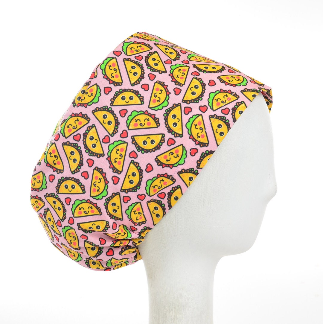 Taco Love, Satin Lining Option Scrub Cap, Euro Style Adjustable ...