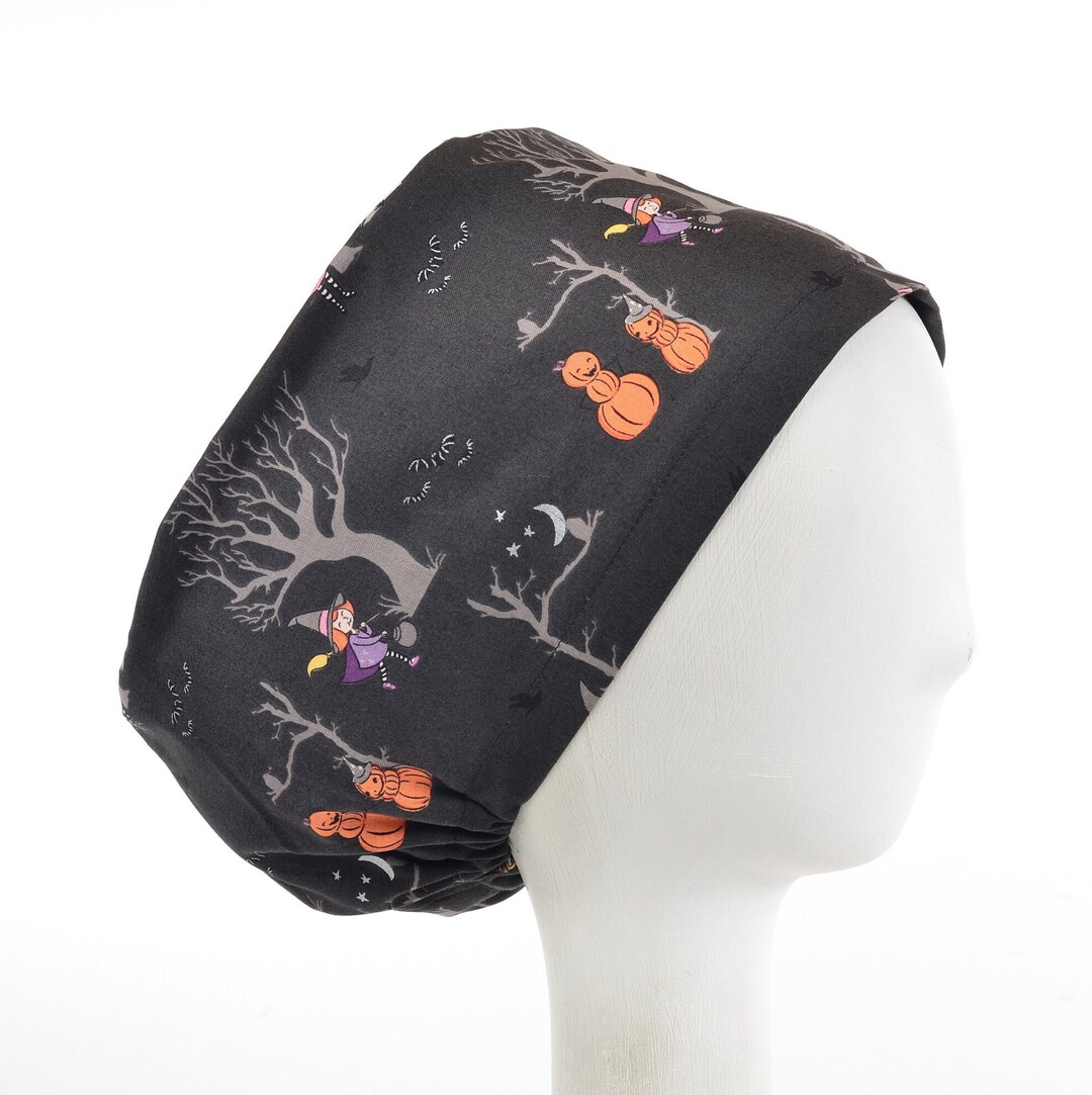 Witches Night Out Satin Lining Option Scrub Cap Euro Style - Etsy