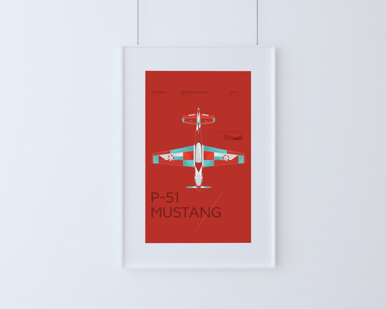 P-51 Mustang Plane Illustration Digital Downloadable Poster - Etsy