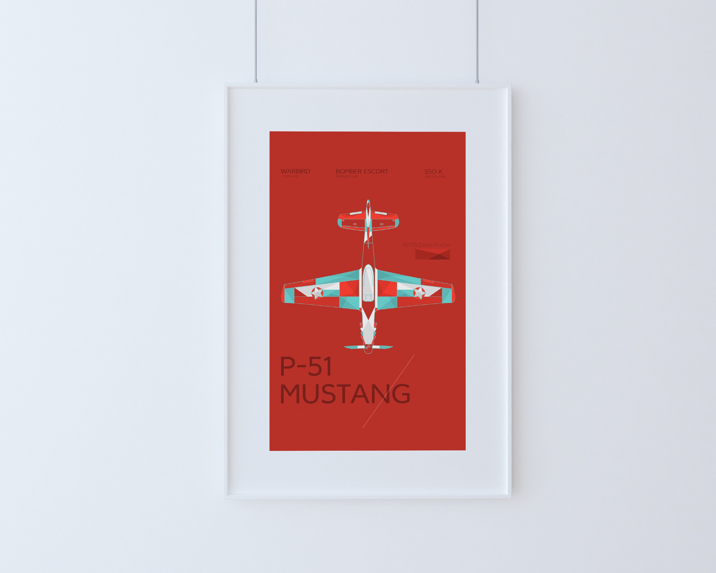 P-51 Mustang Plane Illustration Digital Downloadable Poster - Etsy