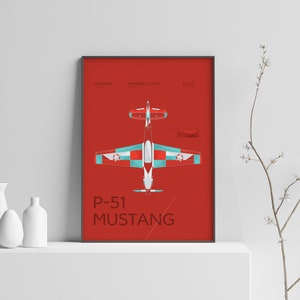 P-51 Mustang Plane Illustration Digital Downloadable Poster - Etsy