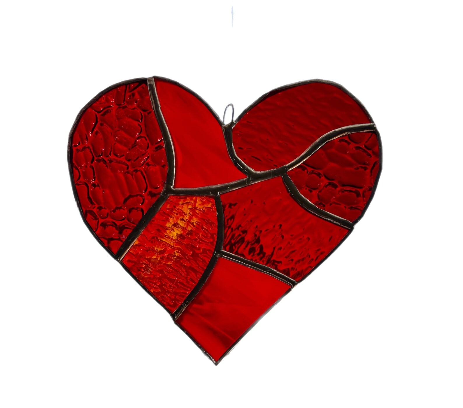 Red Stained Glass Heart Mosaic Sun Catcher - Etsy