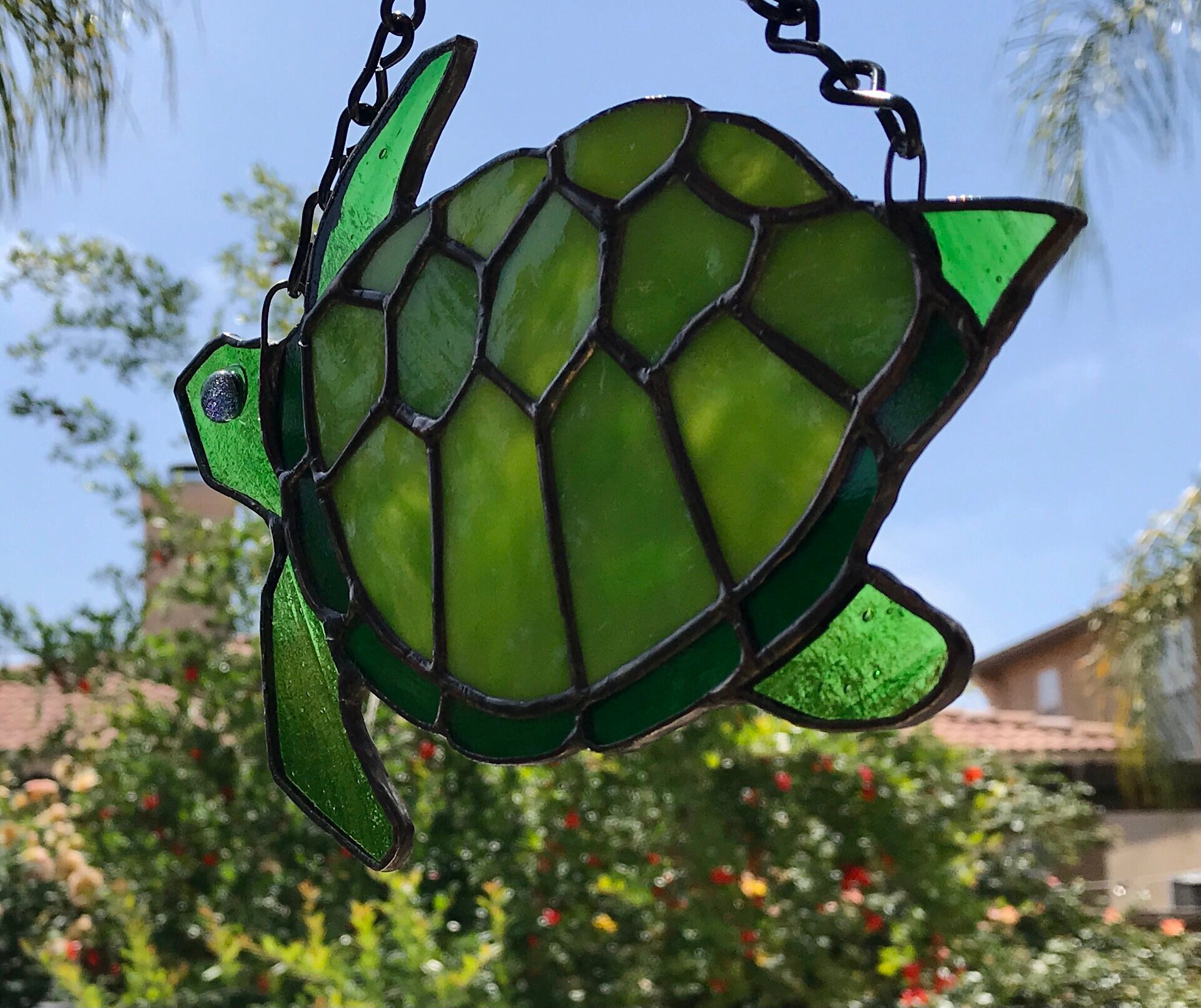 Green Sea Turtle Stained Glass Sun Catcher | Etsy