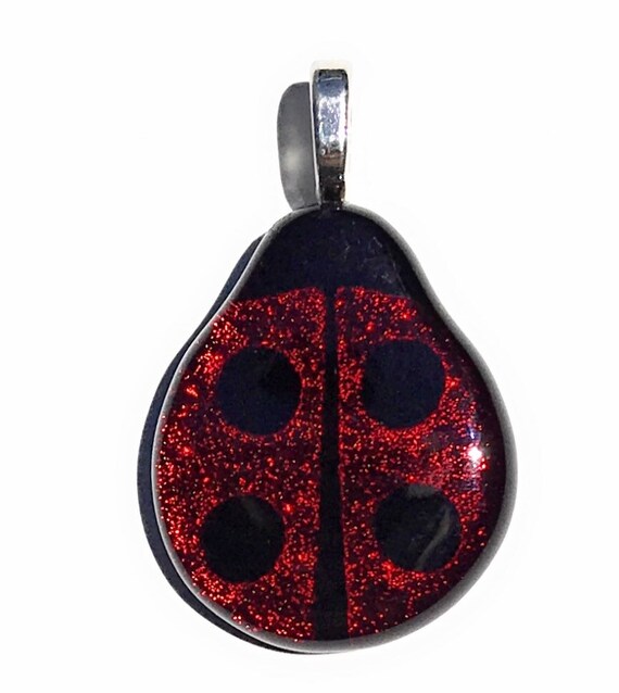 Vivid Red Ladybug Laser Engraved Etched Dichroic Fused Glass | Etsy