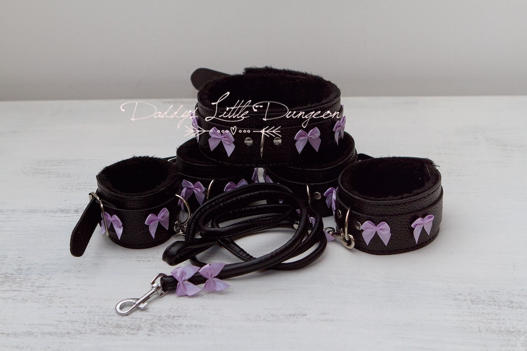 Soft Fluffy BDSM Collar, Leash, Fuzzy Handcuffs, Ankle Cuffs ~ Cute ...