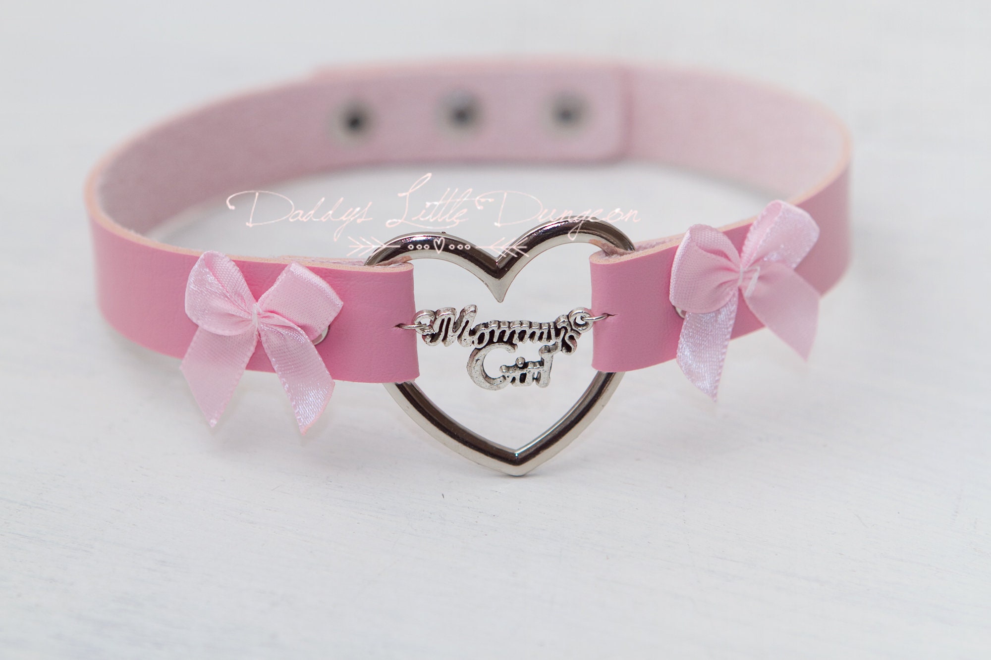 MDLG Pretty Pink MOMMY'S GIRL Bondage Collar & Leash Set Bows Master ...