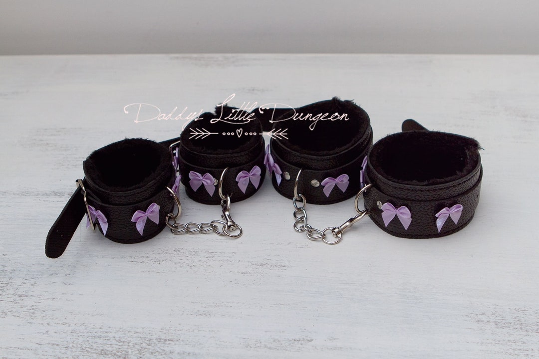 Cute BDSM Handcuffs Set ~ Fuzzy Fluffy Fur Wrist & Ankle Cuffs - Soft ...
