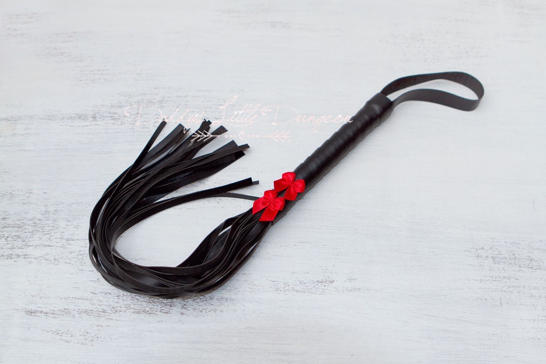 Black BDSM Whip Bondage Flogger Goth Red Bows Gothic Sub Mature - Etsy