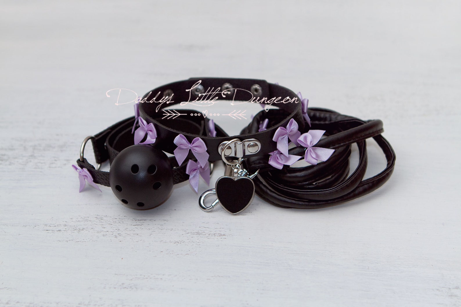 DDLG Gothic Goth Pet Play Bondage Collar Leash & Ball Gag Set - Etsy