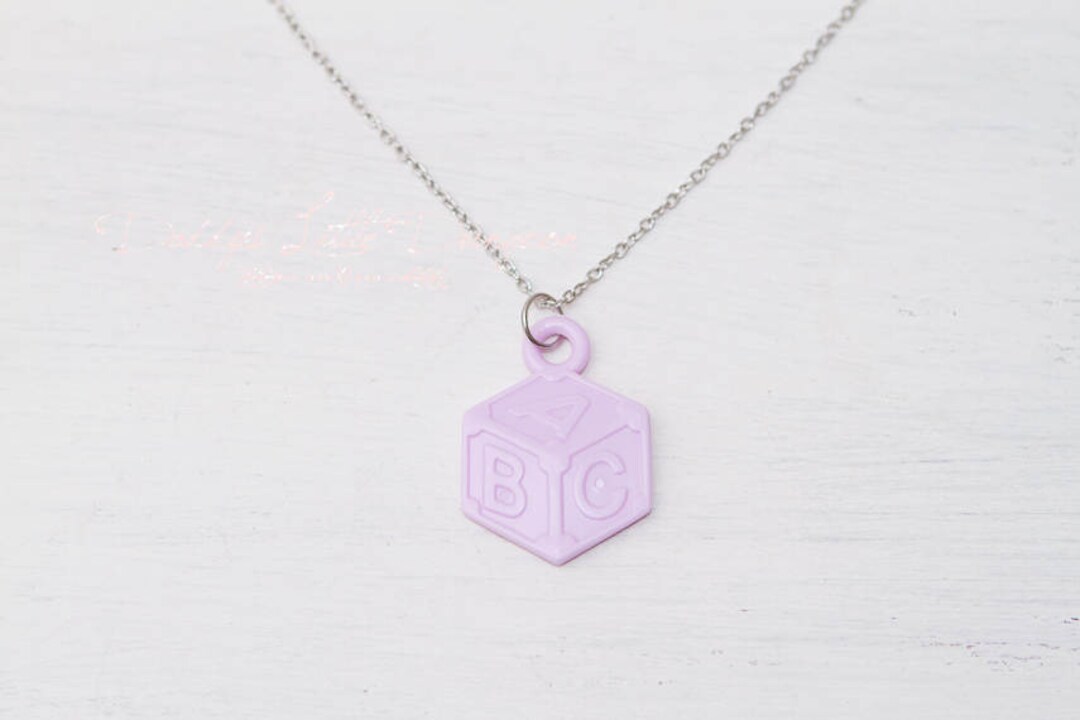 Cute Baby Block Necklace - Pastel Kawaii Necklace - Colorful Blocks ...