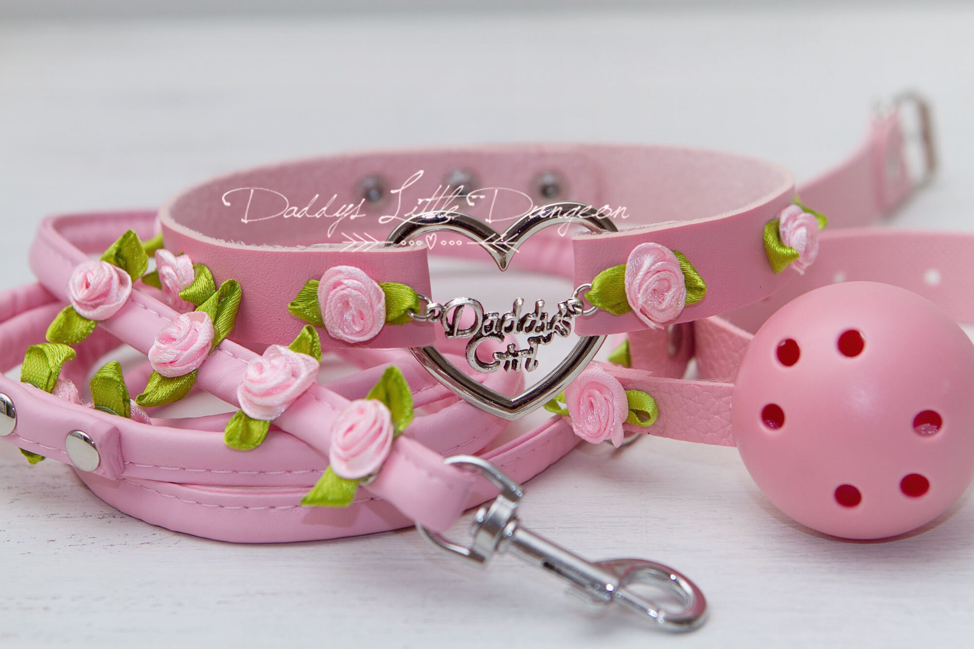 Ddlg Pretty Pink Daddys Girl Floral Bdsm Bondage Collar Etsy