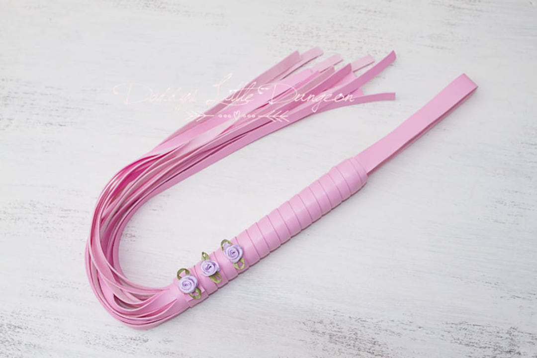 Pink BDSM Whip With Purple Roses - Cute Bondage Flogger - Impact Toy ...