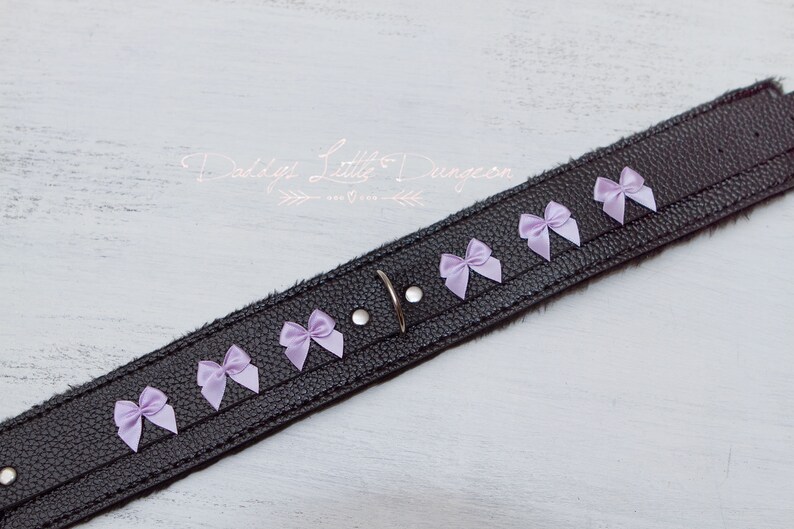 Custom DDLG Collar & Leash - Fluffy BDSM Set - Black and Purple Fuzzy ...