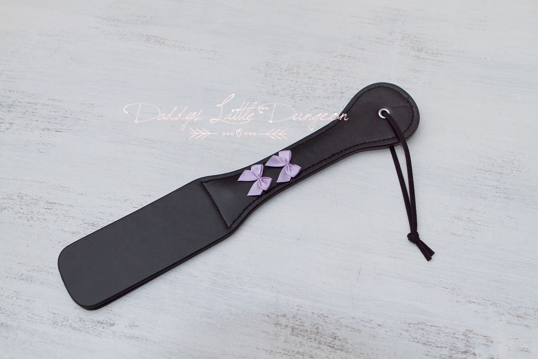 Cute BDSM Paddle - Bondage Spanking & Flogging - Black With Purple Bows ...