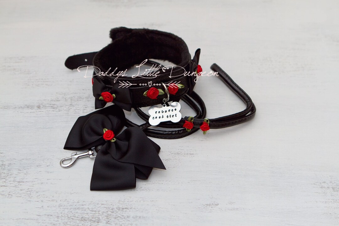Custom BDSM Collar & Leash - Personalized Tag - Cute Bondage Set ...