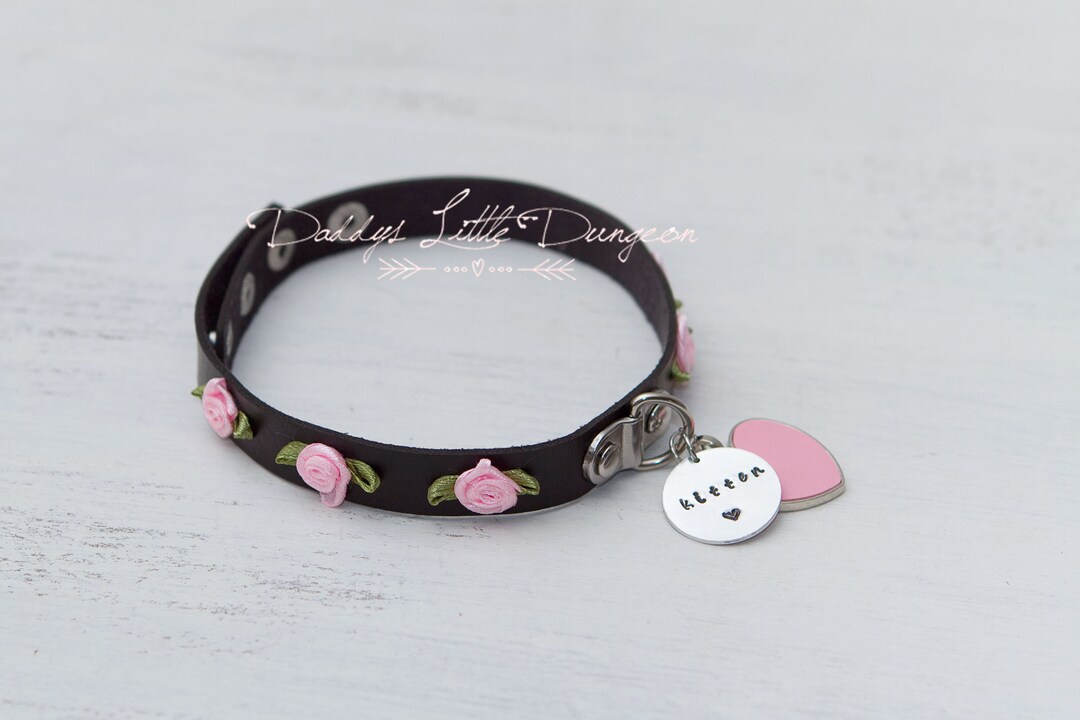 Custom DDLG Choker - Pretty Pink BDSM Collar With Personalized Name Tag ...