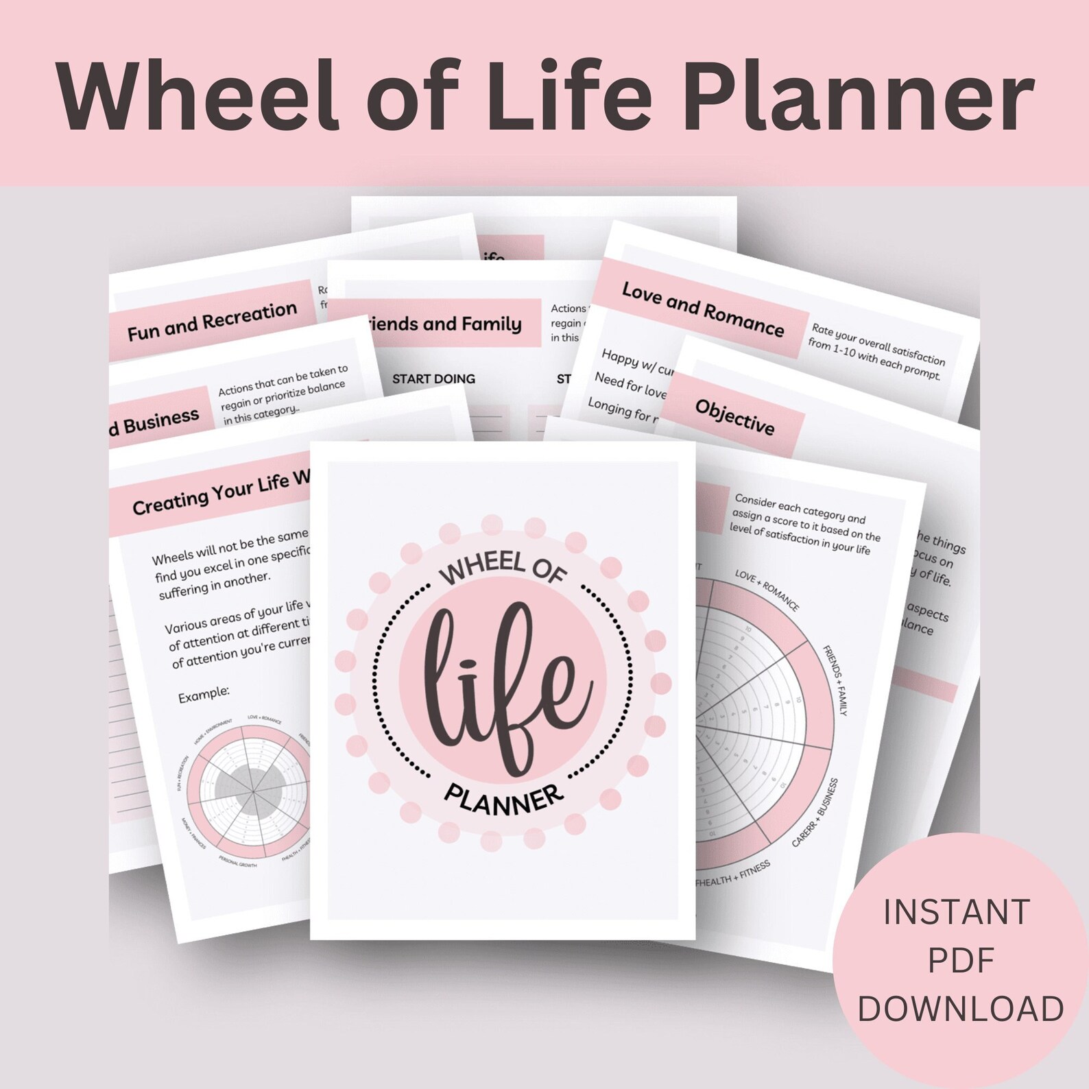 Wheel of Life Planner, Self-care Worksheets, Personal Coaching Tool ...