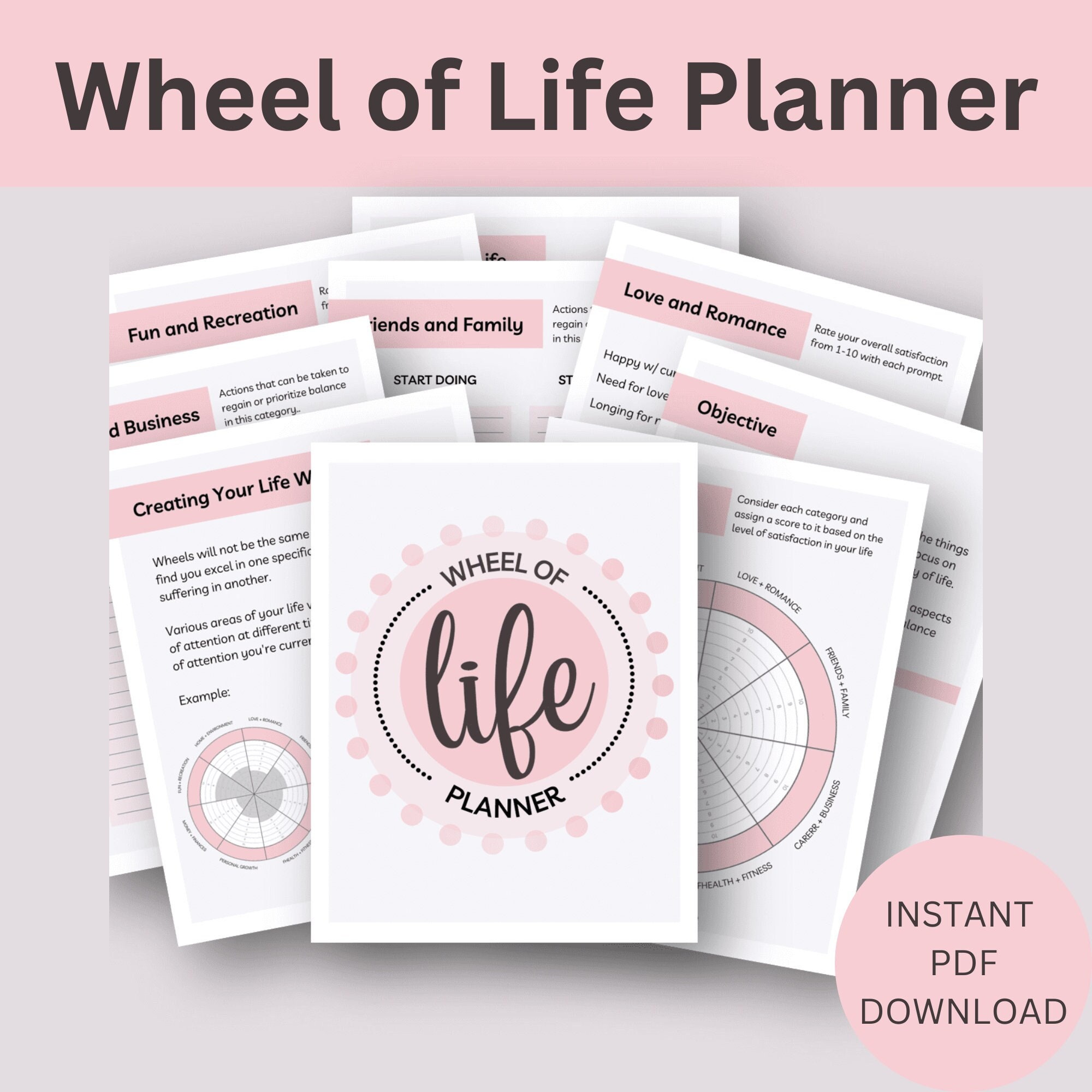 Wheel of Life Planner, Self-care Worksheets, Personal Coaching Tool ...