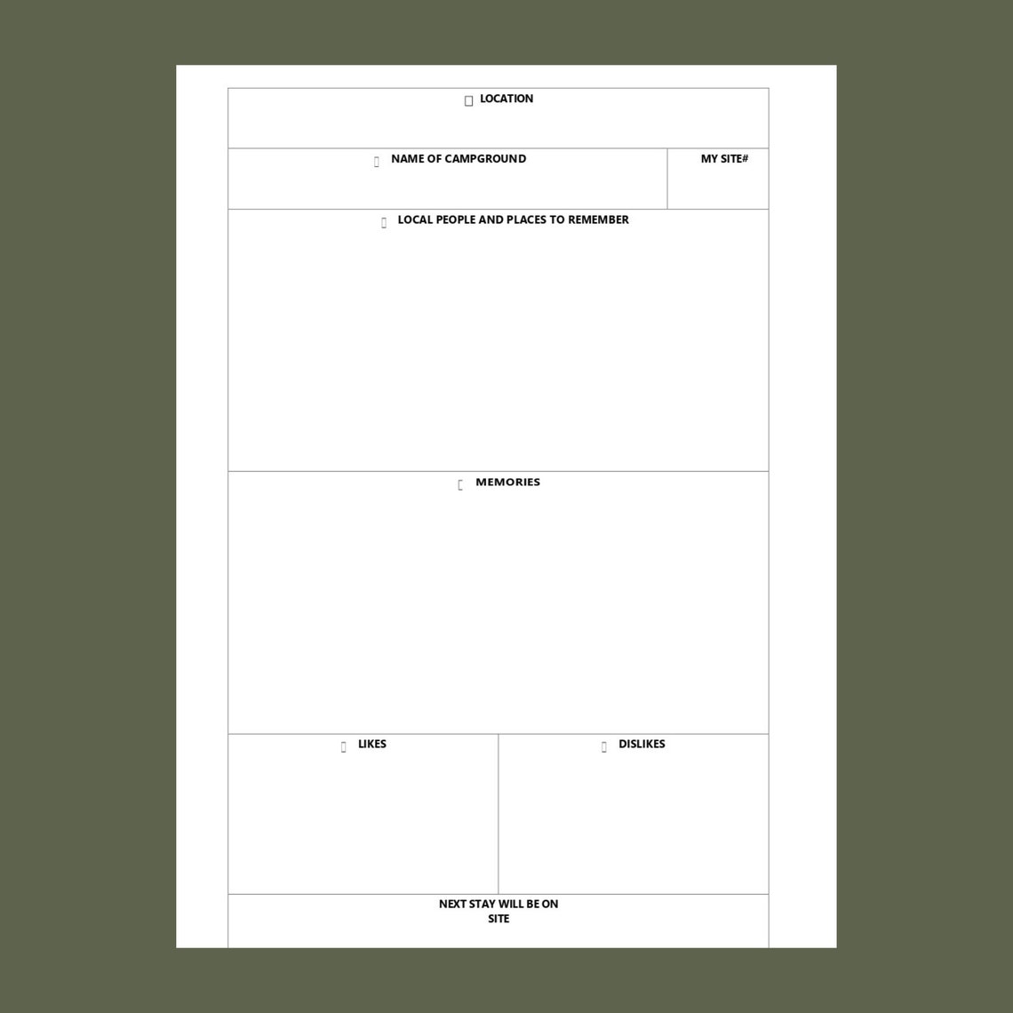 Printable Camping Hiking Log Journal Wilderness Adventures | Etsy