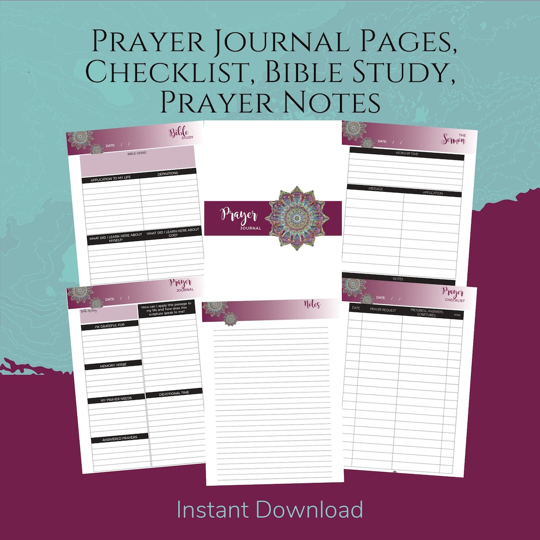 Prayer Journal for Women, PDF Digital Download Journal Pages, Prayer ...