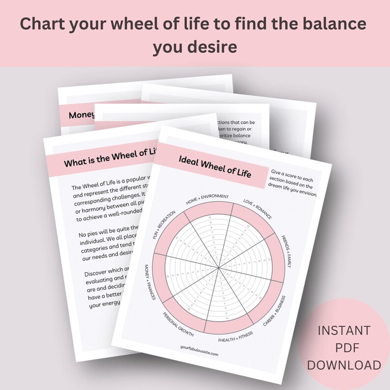Wheel of Life Planner: Self-care & Balance Worksheets (digital Download ...