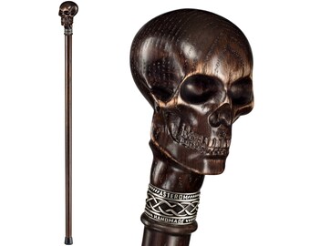 Wooden Carved Walking Cane Skull - Etsy