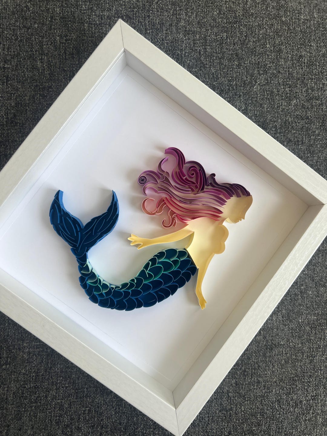 Mermaid Paper Quilling Art: Framed Wall Decor - Etsy