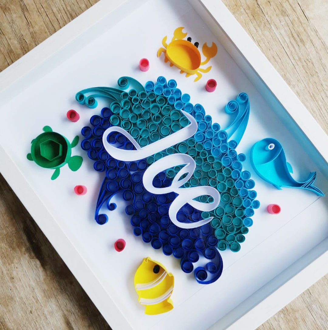 Ocean Themed Quilled Paper Artwork With Personalized Name - Unique ...