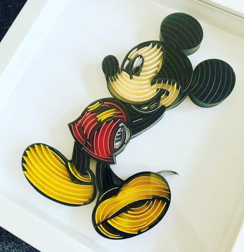 Mickey Mouse Paper Quilling Art Disney Wall Hanging - Etsy