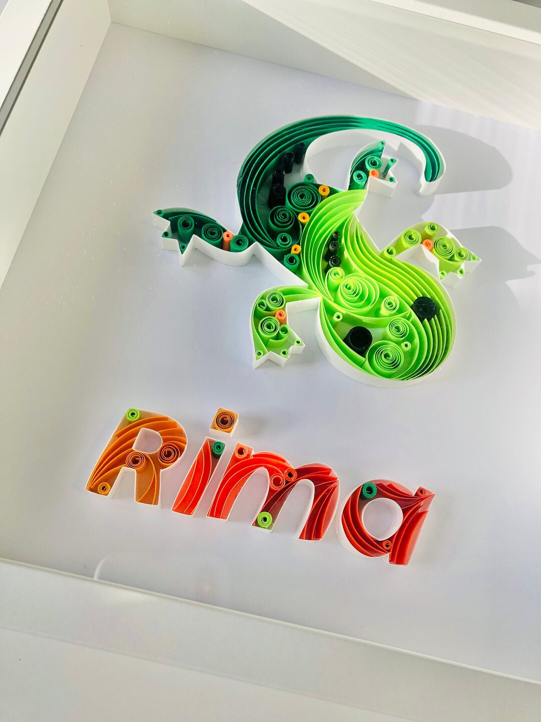 Custom Quilled Lizard Art: Personalized Name, 3D Paper Artwork (9x9) - Etsy