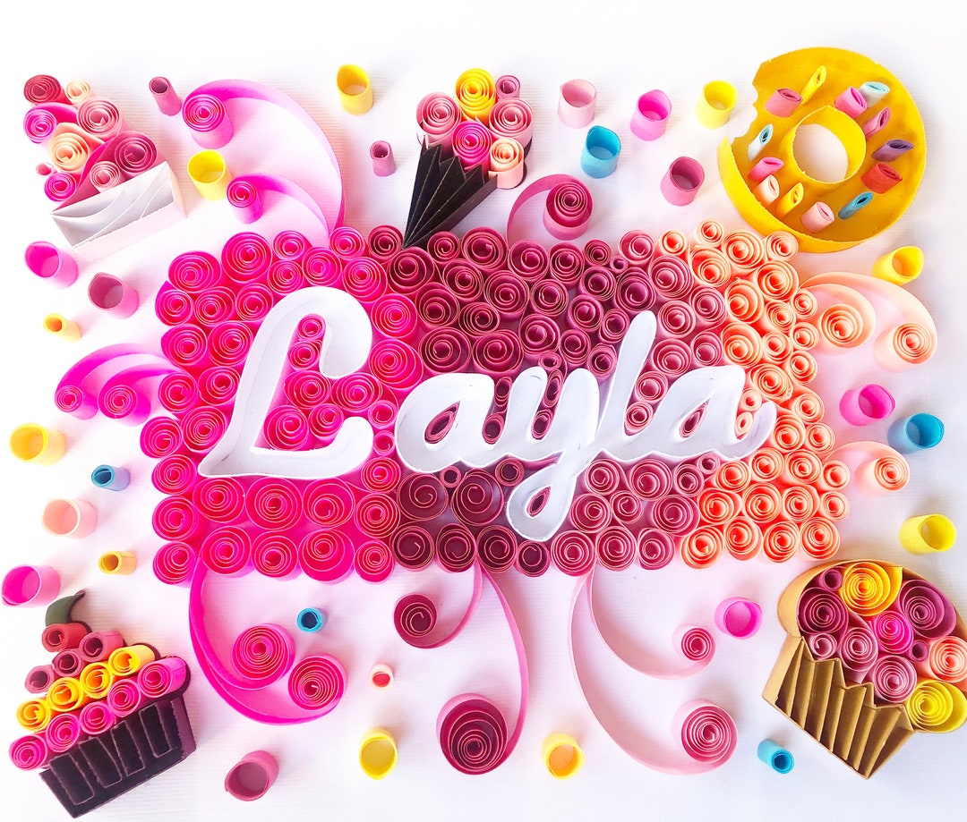 Desserts Themed Quilled Paper Artwork With Personalized Name - Unique ...